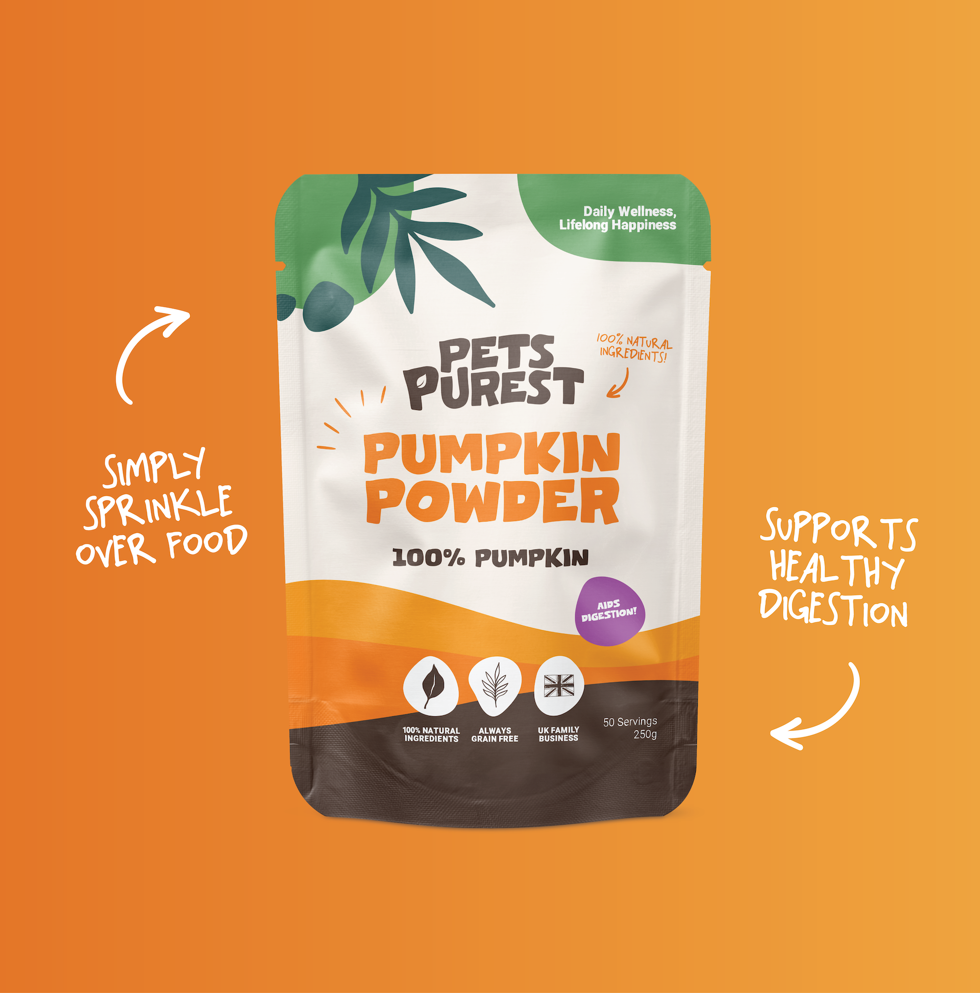 100% Natural Pumpkin Powder 250g for Dogs & Cats | Pets Purest