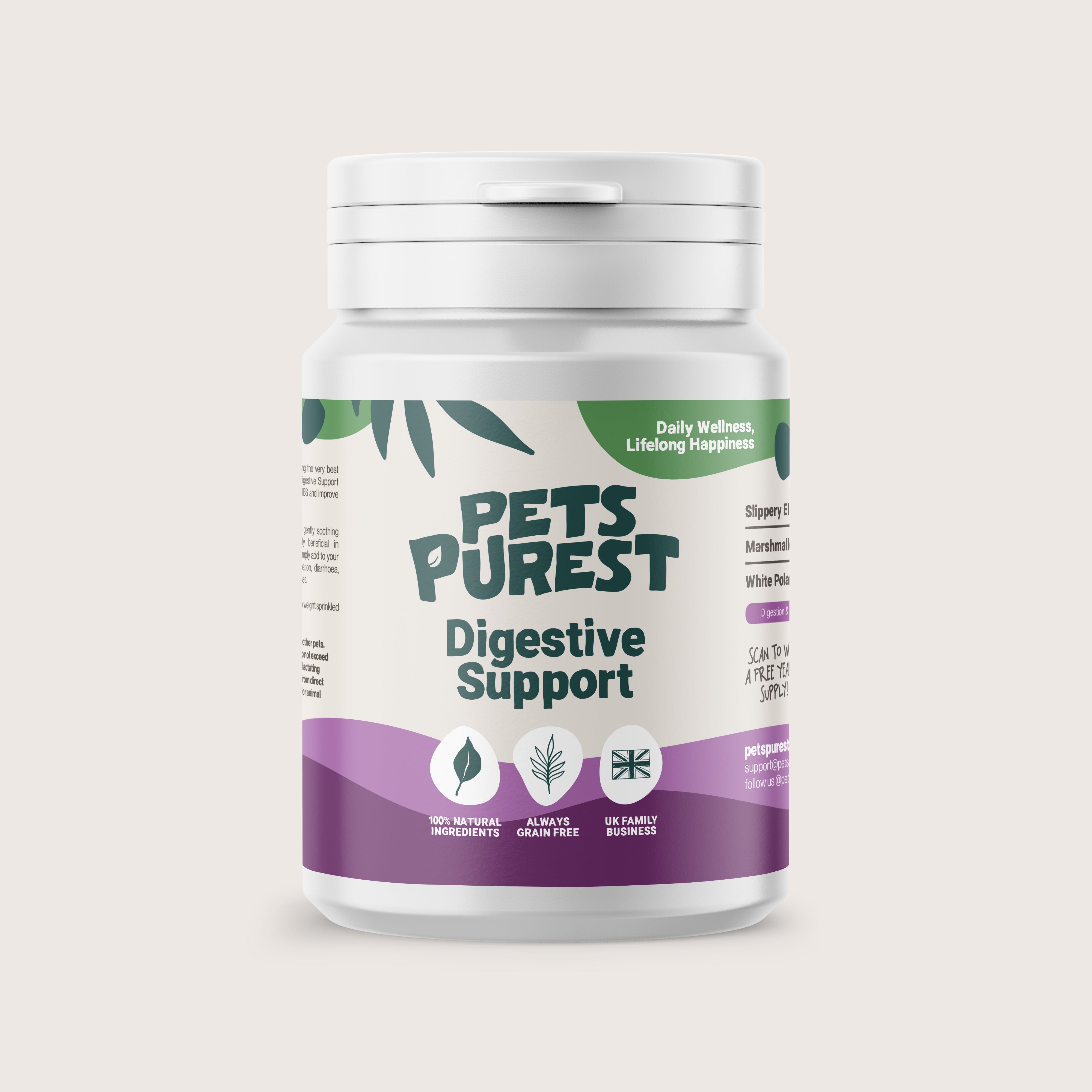 100% Natural Digestive Support Powder | 100g | Dogs & Cats | Pets Purest